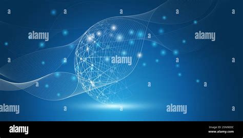 Abstract Dark Blue Minimal Style Futuristic Cloud Computing Global