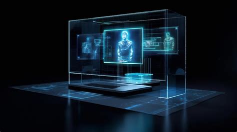 Premium Ai Image Hologram Of A Computer Monitor With Holographic 3d