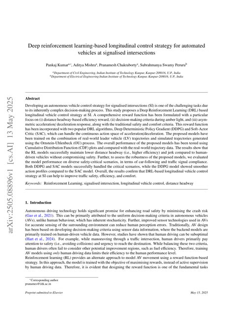 Pdf Deep Reinforcement Learning Based Longitudinal Control Strategy