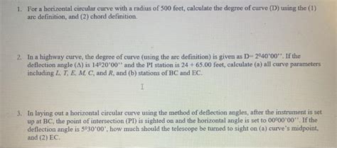 Solved For A Horizontal Circular Curve With A Radius Of Chegg