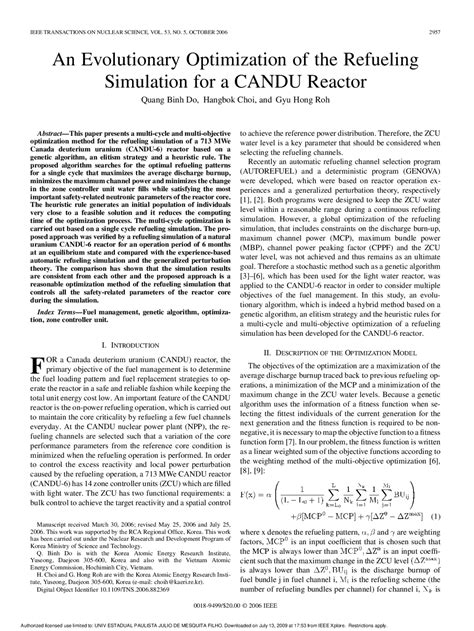 Evolutionary Otimization Of Candu Reactor Evolutionary Otimization Of
