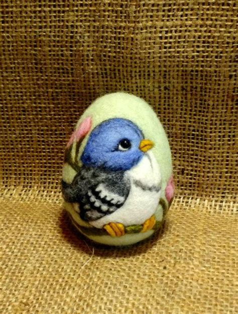 Handmade Bluebird Felted Easter Egg Exclusive Spring Decoration