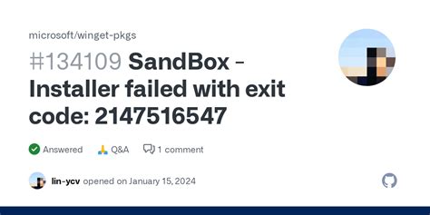 SandBox Installer Failed With Exit Code Microsoft Winget Pkgs Discussion