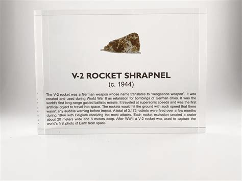 V 2 Rocket Shrapnel Artifact Display {out Of Stock} Engineered Labs
