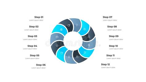 Circular Infographic Design Displaying 12 Segmented Steps Ideal For Representing Sequential