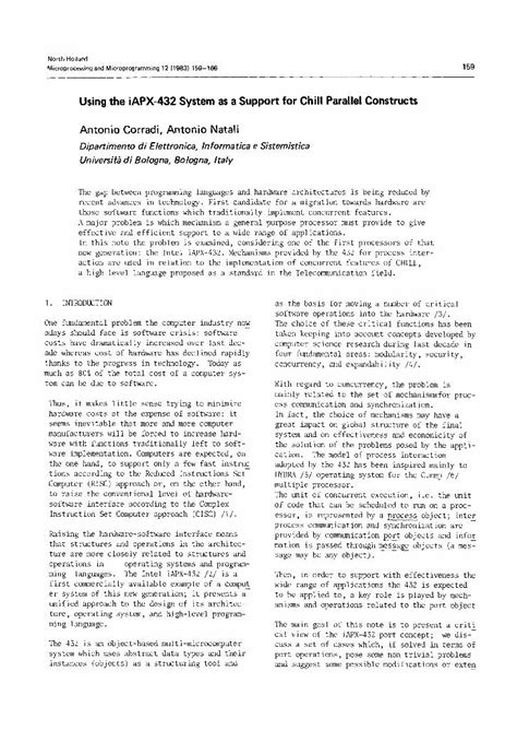 pdf using the iapx 432 system as a support for chill parallel