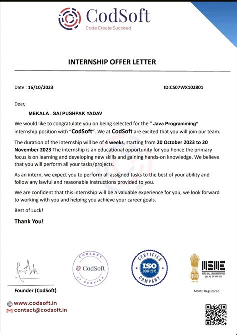 sai pushpak yadav on linkedin internship softwaredevelopment