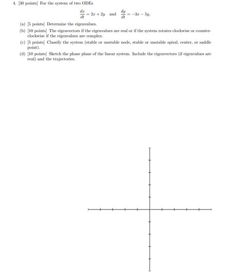 solved 4 [30 points for the system of two odes de 22 2y