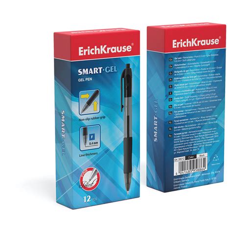 Ручка гелевая автоматическая с грипом ERICH KRAUSE «Smart-Gel», ЧЕРНАЯ ...