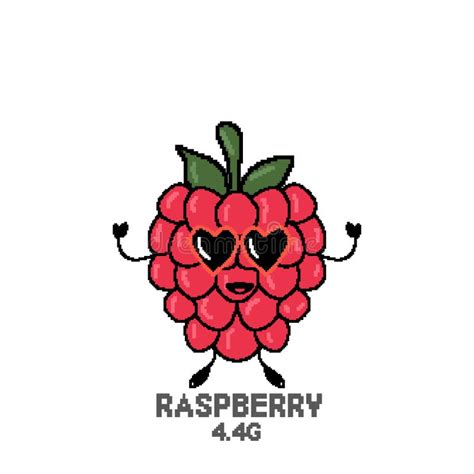 Raspberry Pixel Art Cute Low Sugarfruit Character 44g Per 100g