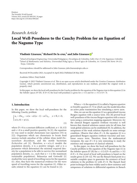 Pdf Local Well Posedness To The Cauchy Problem For An Equation Of The