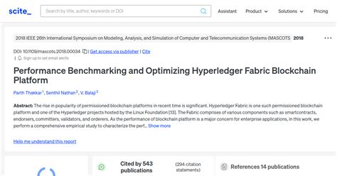 Performance Benchmarking And Optimizing Hyperledger Fabric Blockchain Platform Scite Report