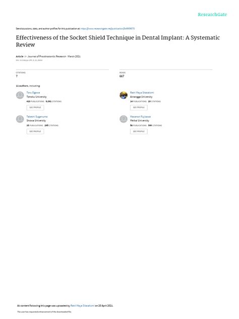 Socket Shield Pdf Dental Implant Systematic Review