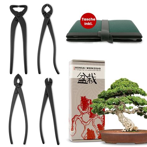 Bonsai Werkzeug Set Profi 4 Teilig Aus Stahl Mit Praktischer Aufbewahr Happyseed