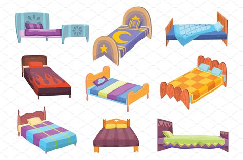 Cartoon Beds Collection Vector Graphics ~ Creative Market