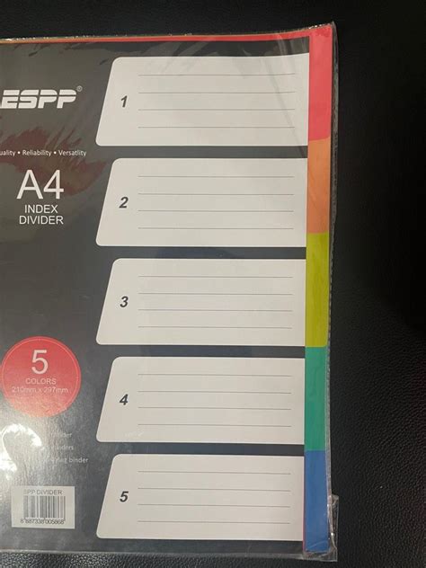 Espp A4 Index Divider Hobbies And Toys Stationery And Craft Stationery And School Supplies On Carousell