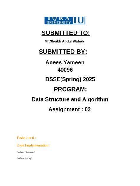 Dsa Assignment 2 Anees Pdf Data Object Oriented Programming