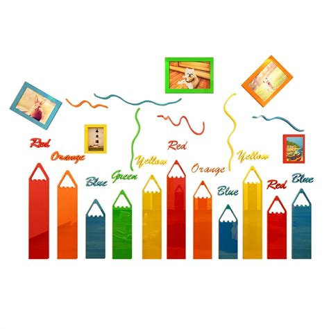 Цветные карандаши Мультяшные 3d акриловые наклейки на стену для детской комнаты гостиной