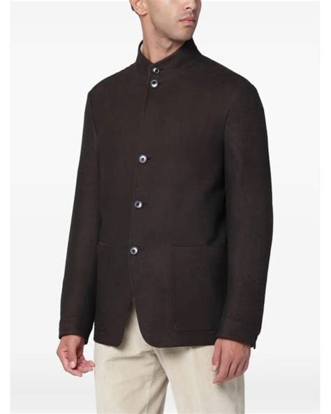 Zegna Chore Ii Stand Up Collar Jacket In Black For Men Lyst Uk