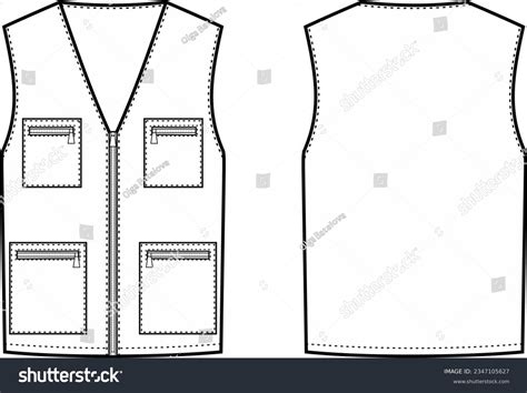 Work Vest Flat Sketch Working Waistcoat Stock Vector Royalty Free