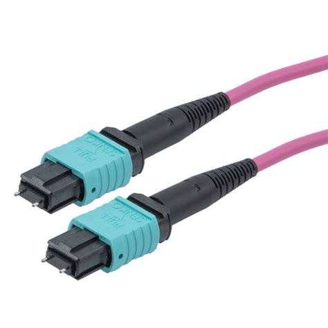 MPO W Pins To MPO W Pins 12 Fiber Type B 40GB 50 125 OM4 MMF LSZH Jacket 5 Meter