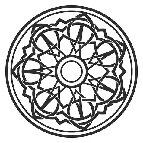 Premium Vector Round Monogram Template Abstract Ornament Black Line