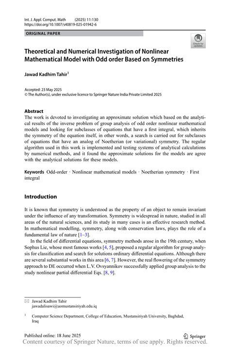 Theoretical And Numerical Investigation Of Nonlinear Mathematical Model