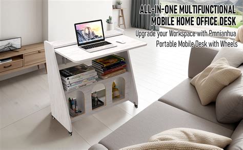 Pmnianhua Farmhouse Portable Desk On Wheelsmobile