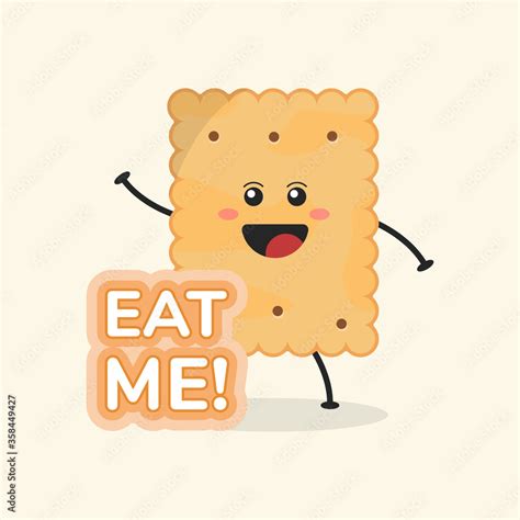 Cute Flat Cartoon Crackers Illustration Vector Illustration Of Cute Cracker With A Smiling