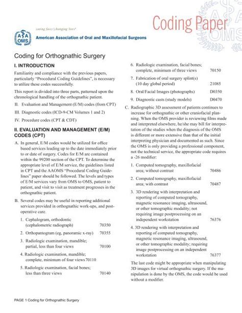 Coding For Orthognathic Surgery American Association Of Oral And