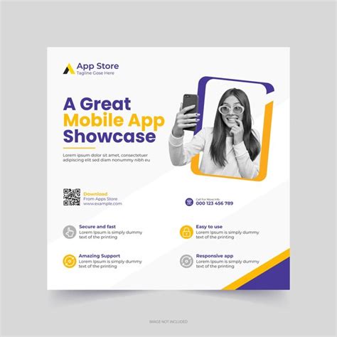 모바일 앱 프로모션 소셜 미디어 게시물 템플릿 프리미엄 벡터