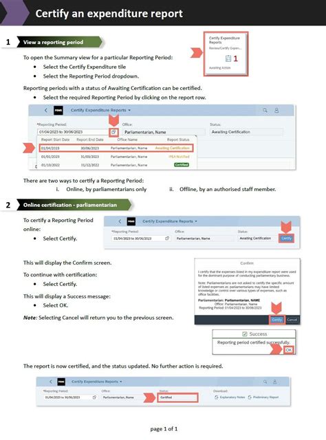 Certify An Expenditure Report Independent Parliamentary Expenses