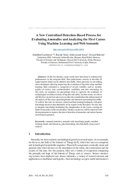 Pdf A New Centralized Detection Based Process For Evaluating Anomalies And Analyzing The First