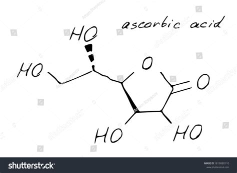 Ascorbic Acid Molecule Formula Hand Drawn Stock Vector Royalty Free