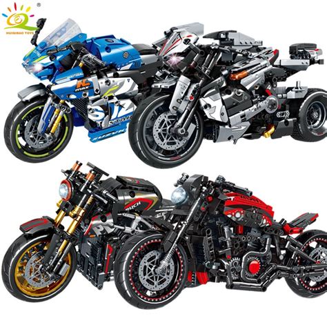 Creative Abs Plastic Building Blocks Motorcycle Model Diy Assembling