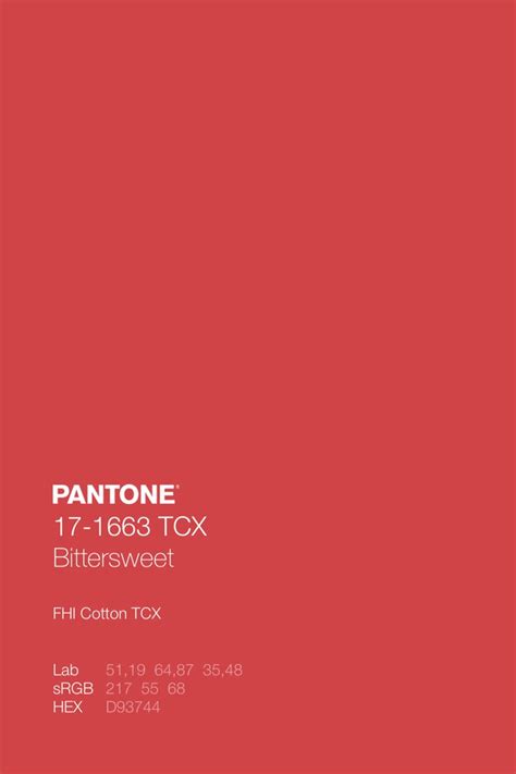 Pantone 17 1663 Tcx Bittersweet Color Code Pantone Color Chart