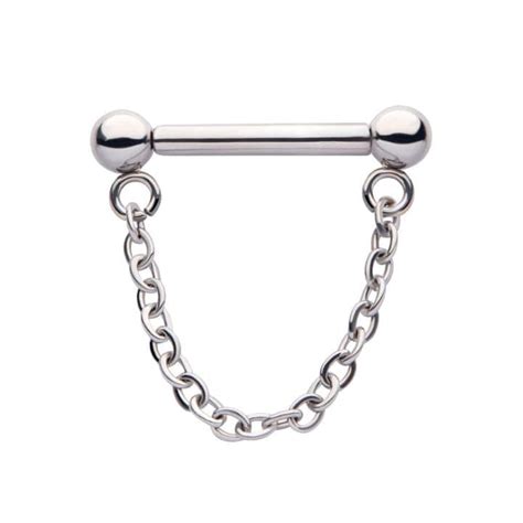 Threadless Titanium Septum Bar With Chain Skinkandy Au