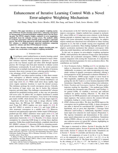 Pdf Enhancement Of Iterative Learning Control With A Novel Error