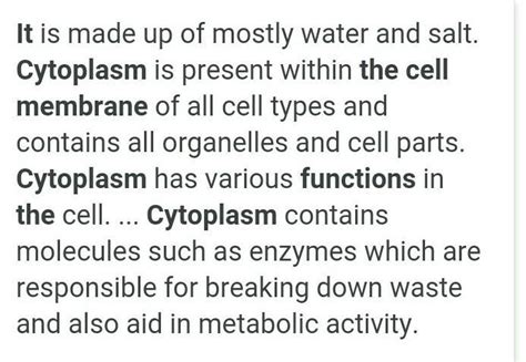 What Is What Is Cytoplasm Write Its Structure And Function