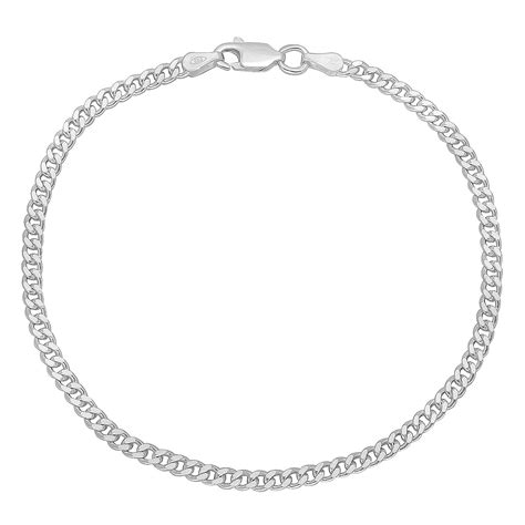 3mm Solid 925 Sterling Silver Flat Curb Chain Bracelet 10 Inches