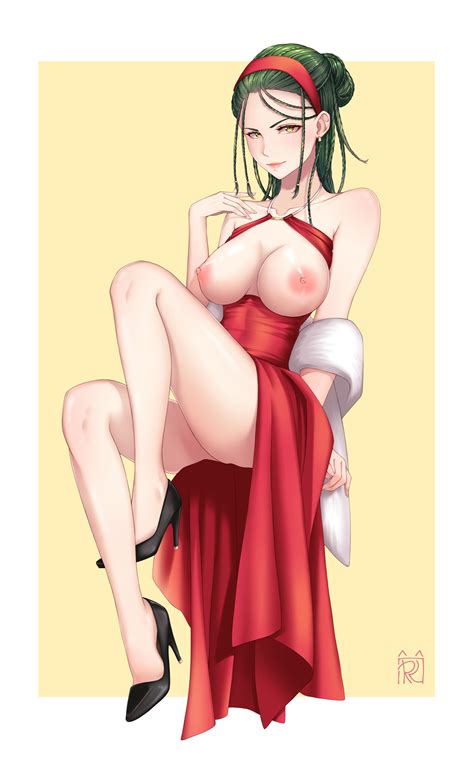 Rule 34 Breasts Cleavage Dress Feet Female Foot Dangle Green Hair