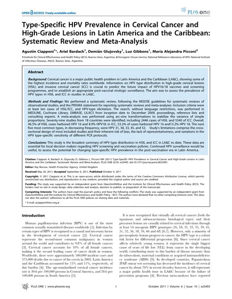 Pdf Type Specific Hpv Prevalence In Cervical Cancer And High Grade