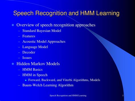 Ppt Speech Recognition And Hmm Learning Powerpoint Presentation Free Download Id1967770