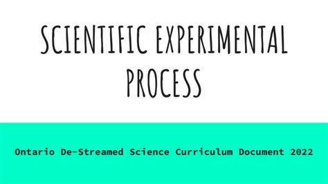 Scientific Experimental Process Curriculum