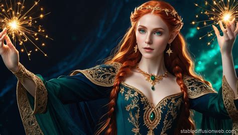 Elf Mage In Midnight Blue Dress Stable Diffusion Online