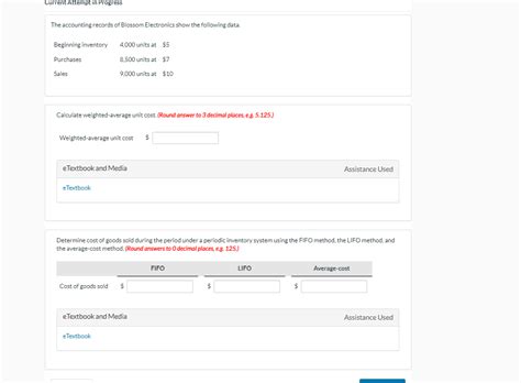 Solved Calculate Weighted Average Unit Cost Round Answer