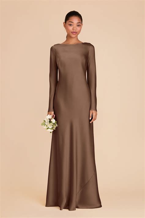 Lucia Matte Satin Dress Mocha Birdy Grey
