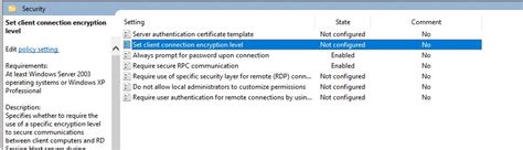 Client Connection Encryption Level Group Policy