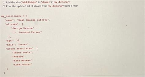 Solved 1 Add The Alias Nick Halden To Aliases In
