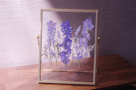 Purple Pressed Flower Frame Pressed Flower Floating Frame Pressed Dried Flower Frame